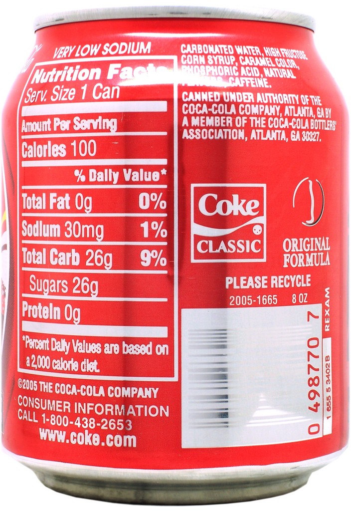 Coke Can Nutrition Label
